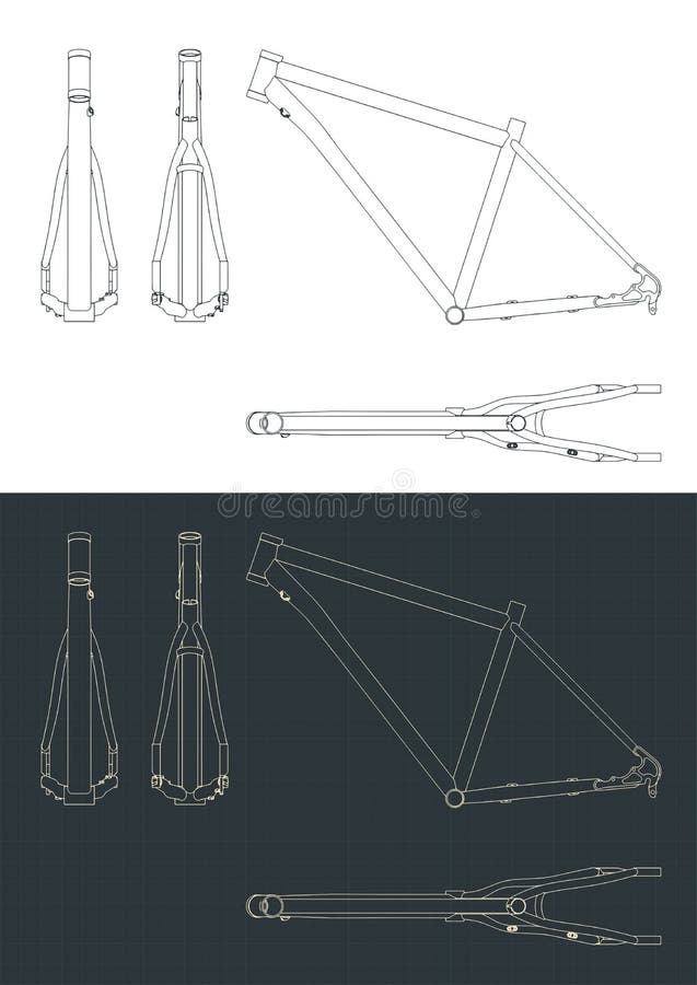 Bicycle frame blueprints stock vector. Illustration of transportation ...