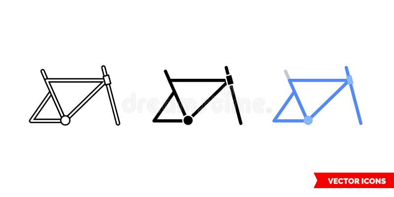Bicycle Frame Icon of 3 Types Color, Black and White, Outline. Isolated ...