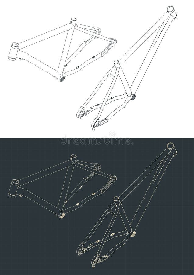 Bicycle Frame Isometric Blueprints Stock Vector - Illustration of ...