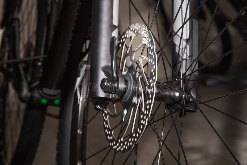 Bicycle Front Wheel Disc Brake Stock Image - Image of spine, view: 82397059