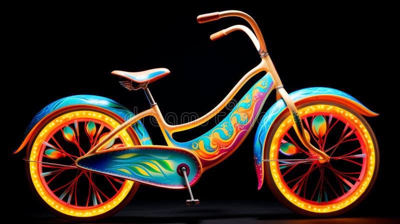 A Bicycle with a Fun, Wavy Frame and Vibrant, Neon-colored Spokes ...
