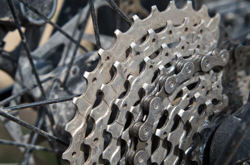 Bicycle Gear Shifting and Chain. Stock Photo - Image of gears, metal ...
