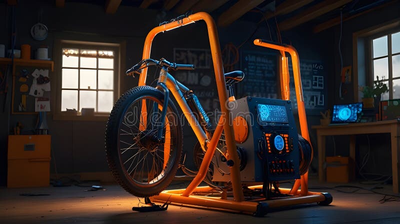 Bicycle in Generator Frame stock illustration. Illustration of hobby ...