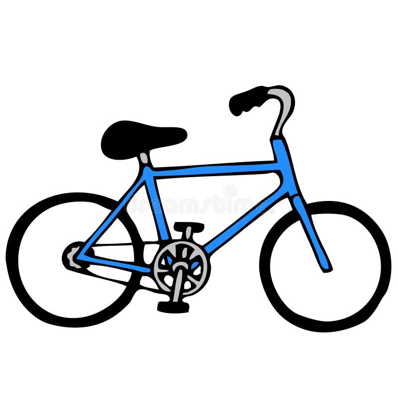 Watercolor Bike Blue Cartoon Figure, Isolated on Stock Illustration ...