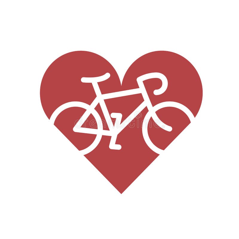 Bicycle in Heart. Flat Icon Stock Vector - Illustration of healthy ...