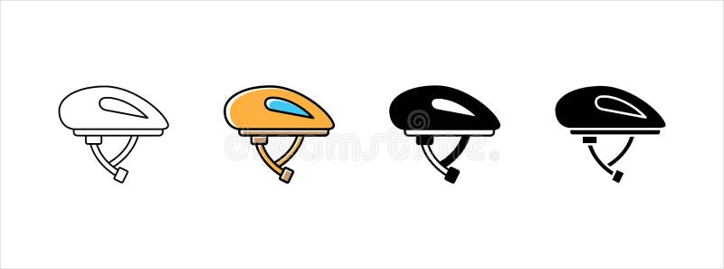 Bicycle Helmet Icon Vector Set. Bicycle Head Helm Protector Ware Vector ...