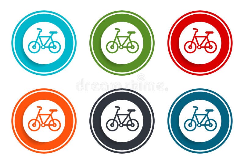 Bicycle Icon Flat Vector Illustration Design Round Buttons Collection 6 ...