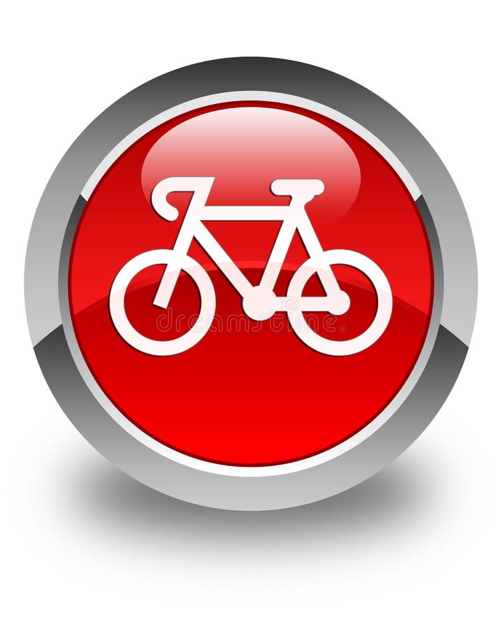 Bicycle Icon Glossy Red Round Button Stock Illustration - Illustration ...