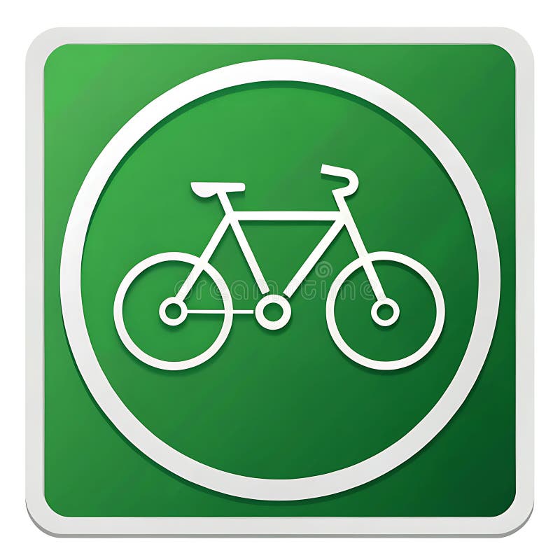 Bicycle Icon with Green Background and White Border Stock Illustration ...