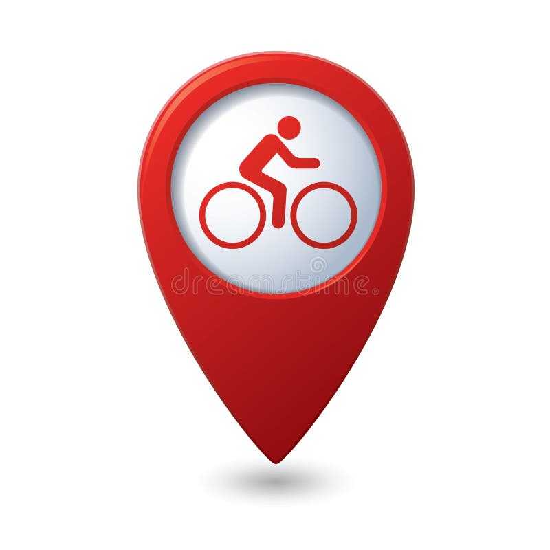 Bicycle Icon on the Map Pointer Stock Vector - Illustration of road ...