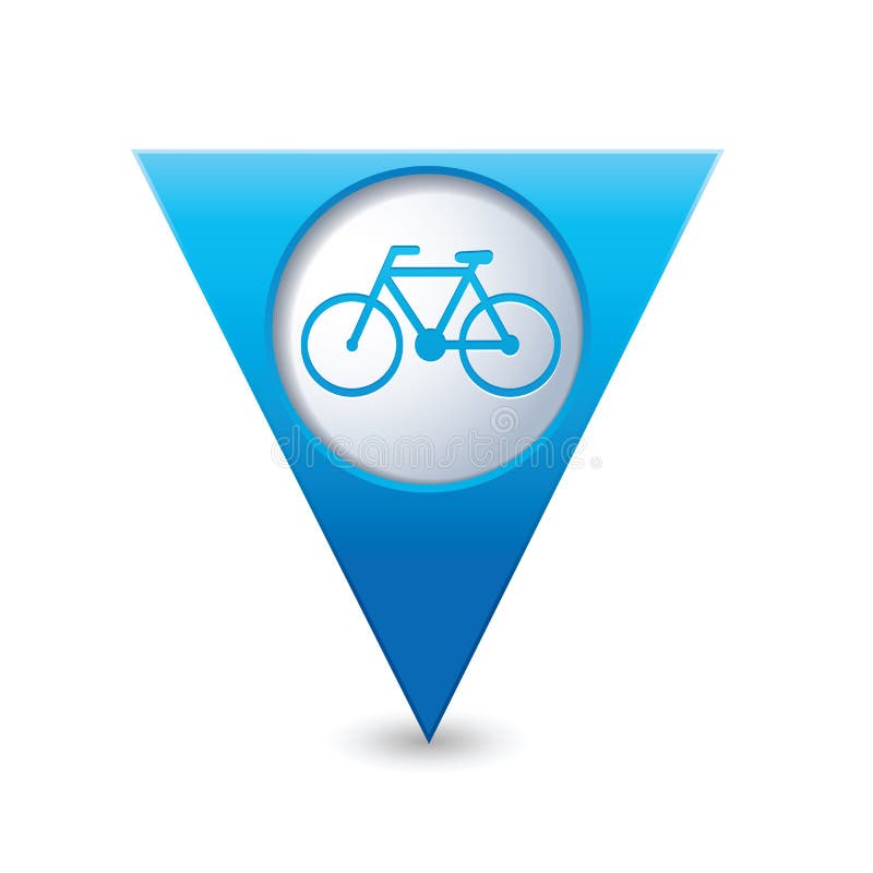 Bicycle Icon on the Map Pointer Stock Vector - Illustration of locator ...