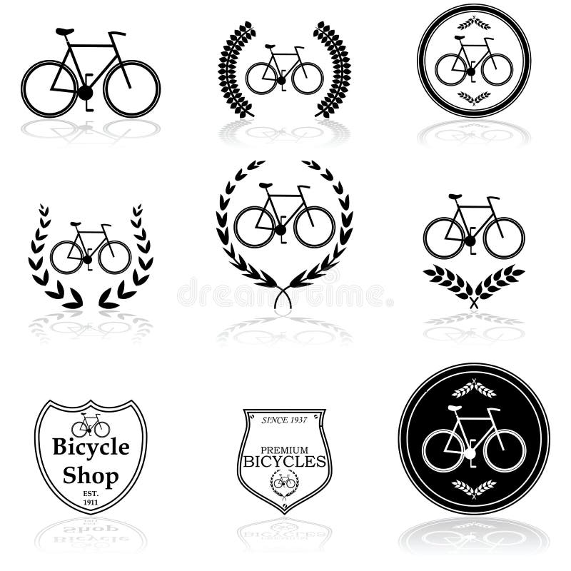 Bicycle Labels and Icons Set. Vector Stock Illustration - Illustration ...