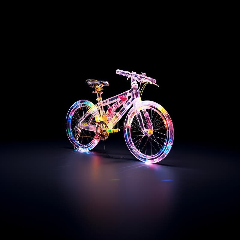 Bicycle Illuminated by Colorful Lights Created with Generative AI ...