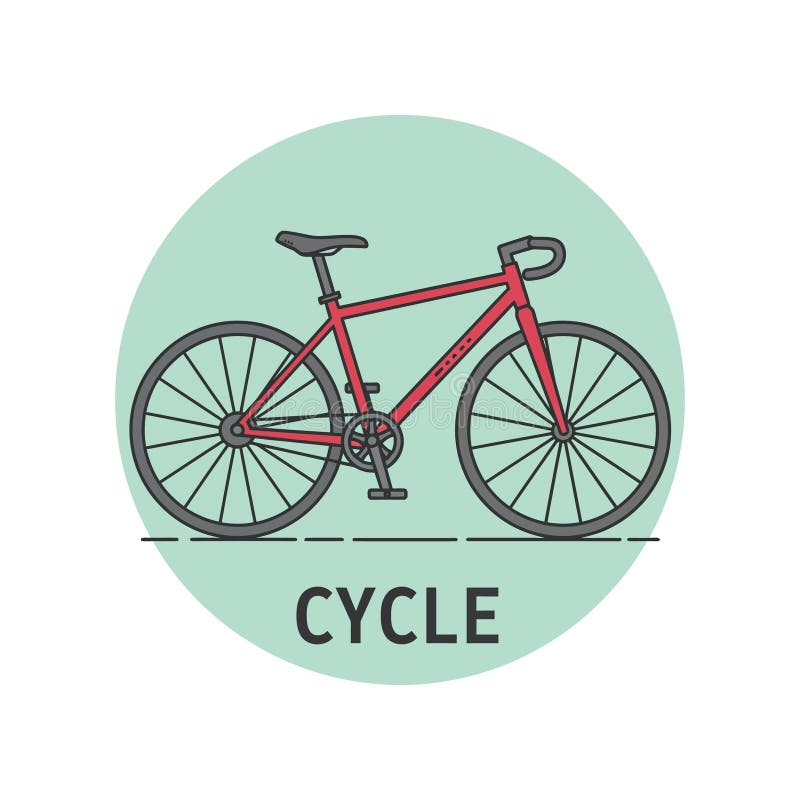 Bicycle Illustration with Red Frame and Mint Green Circle Background ...