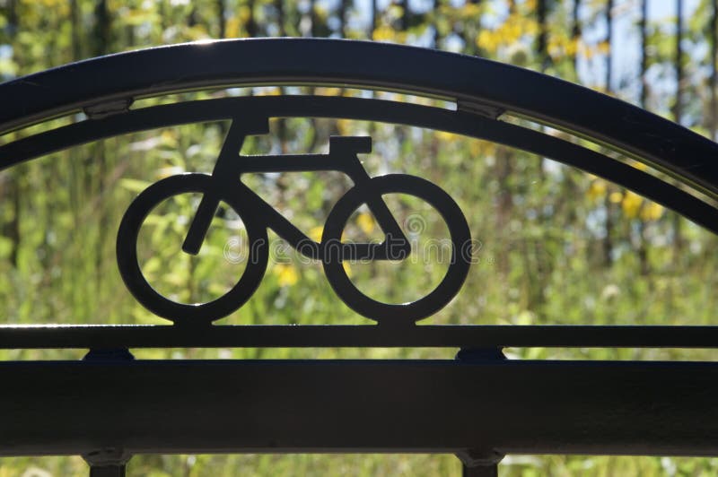 Bicycle Image on a Garden Gate Stock Image - Image of covered, bicycle ...