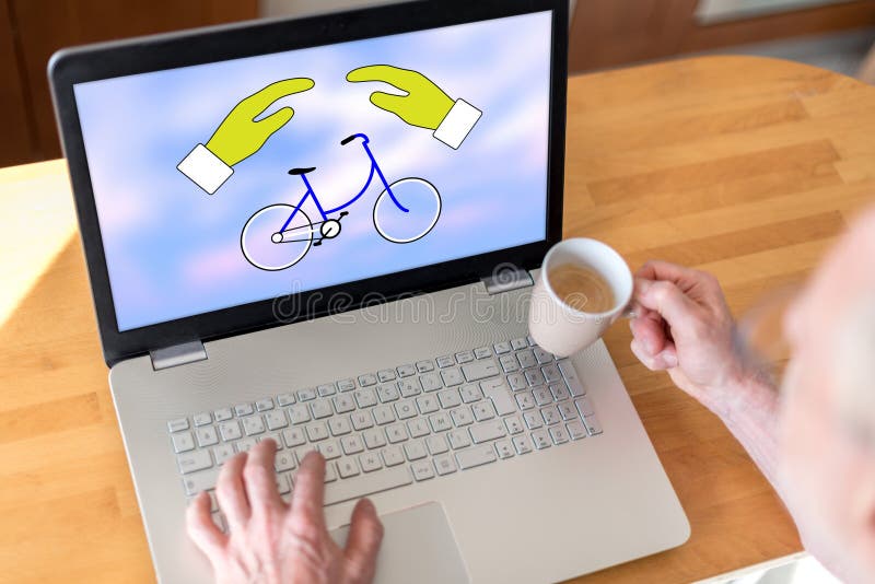 Bicycle Insurance Concept on a Laptop Stock Image - Image of cyclist ...