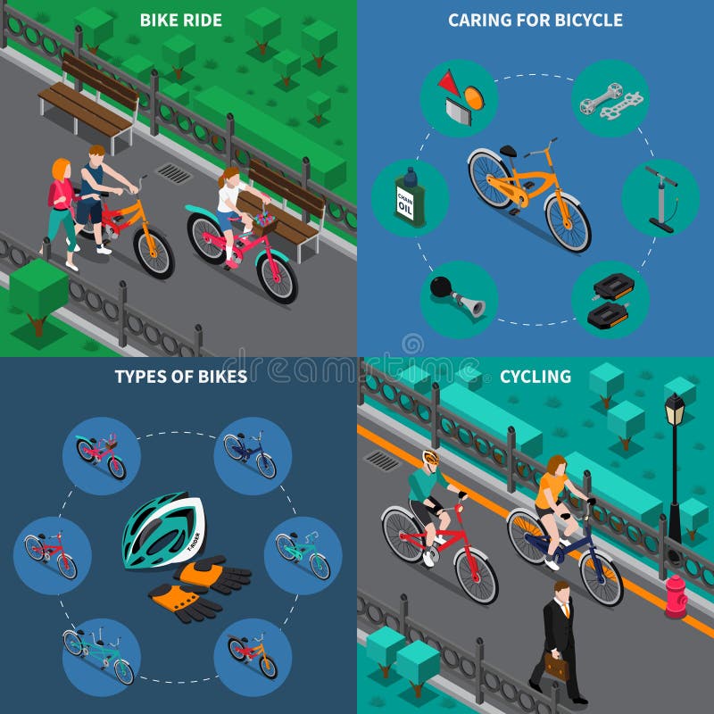 Bicycle Isometric Composition Set Stock Vector - Illustration of ...