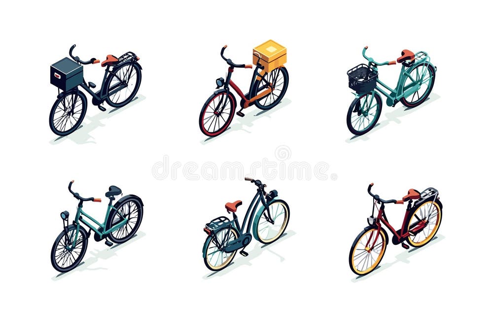 Bicycle Isometric Set Collection Isolated Stock Vector - Illustration ...
