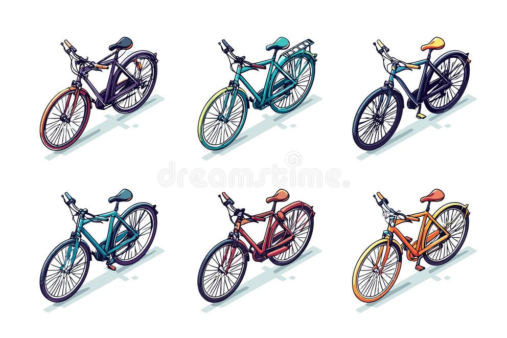 Bicycle Isometric Set Isolated Stock Vector - Illustration of bike ...