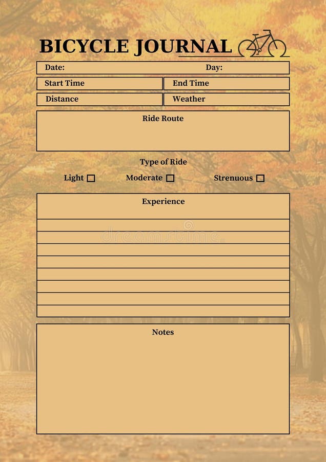 Bicycle Journal Planner Digital Planning Insert Sheet Printable Page ...