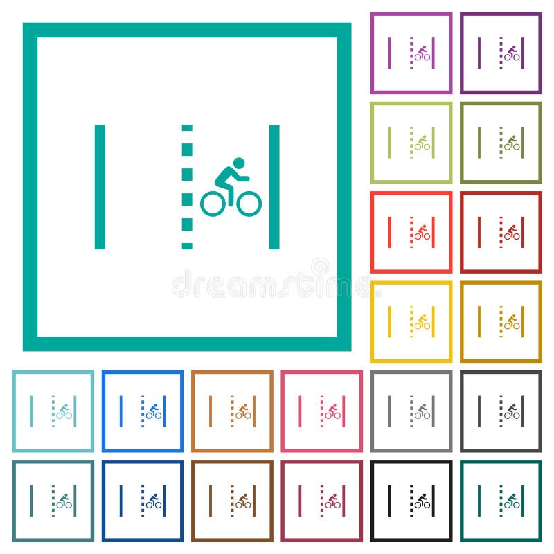 Bicycle Lane Flat Color Icons with Quadrant Frames Stock Vector ...