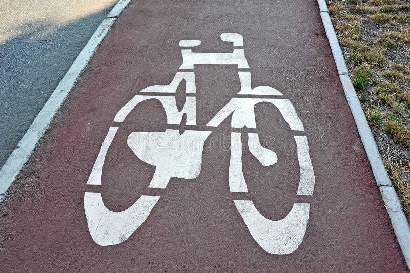 Bicycle lane road sign stock photo. Image of symbol, track - 33045728
