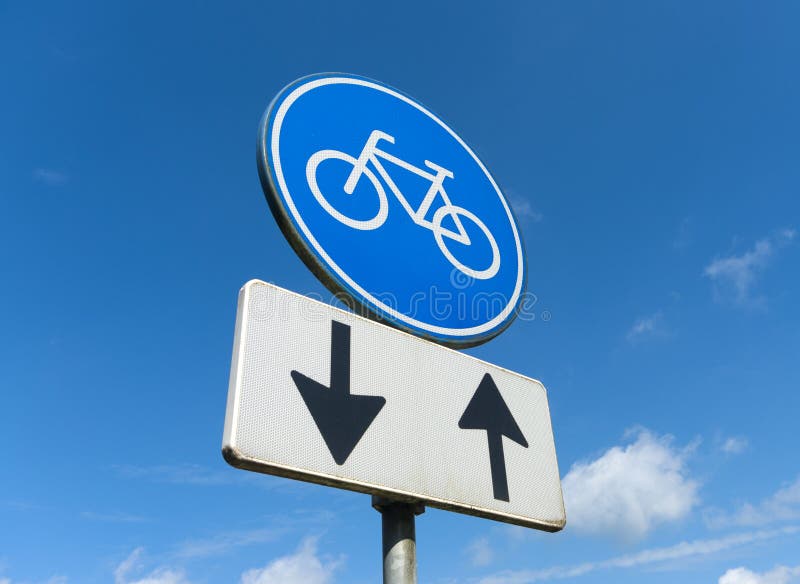 Cycle way sign stock image. Image of background, road - 1377983