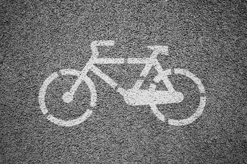 Bicycle Lane Sign Painted in the Pavement Stock Image - Image of biking ...