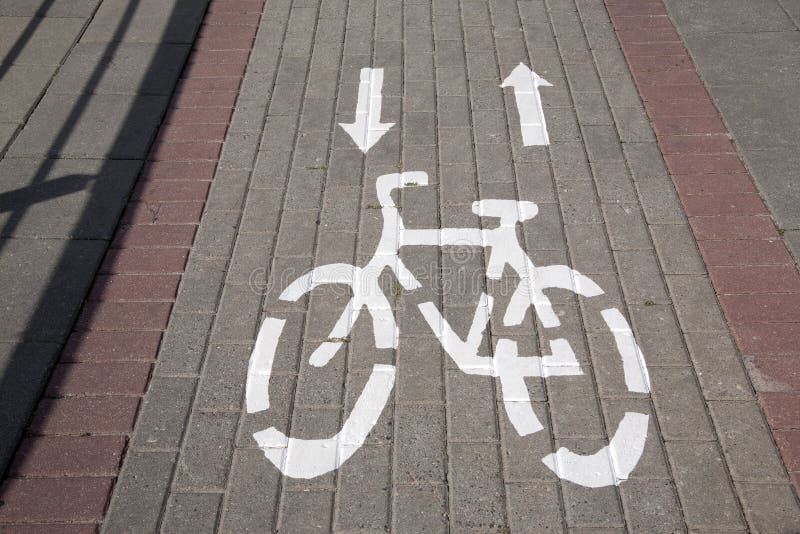 Bicycle Lane Sign stock photo. Image of sign, bike, white - 52377436