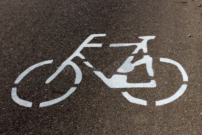 Bicycle Lane Symbol Painted on a Road Stock Image - Image of route ...