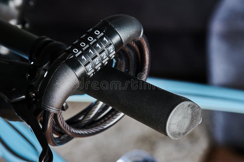 Bicycle lock with cable stock photo. Image of black - 187086394