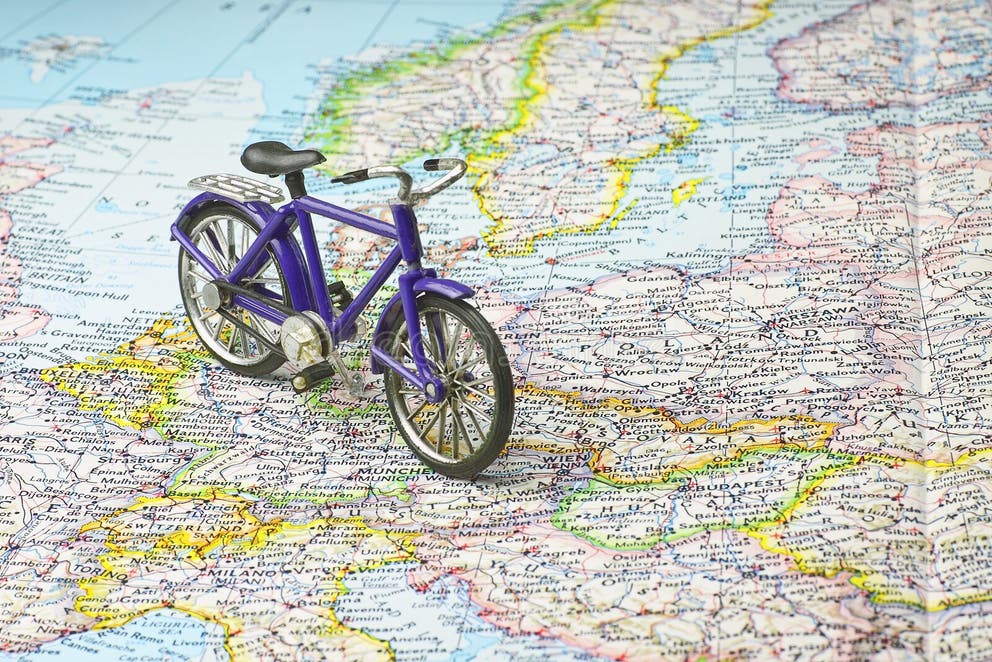 Bicycle on map of Europe stock photo. Image of people - 11889802