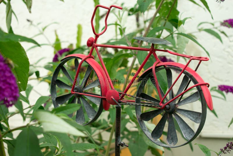 Bicycle Model in the Garden - Garden Decoration Stock Photo - Image of ...