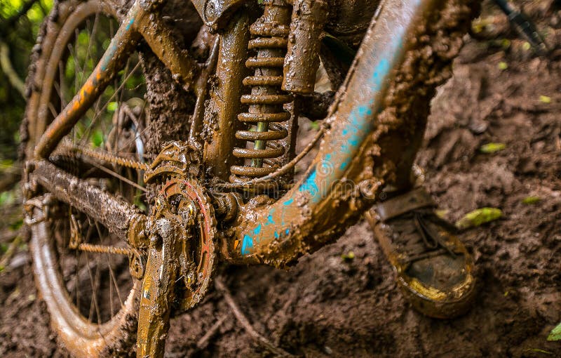Bicycle MTB Mud condition stock photo. Image of condition - 132366008