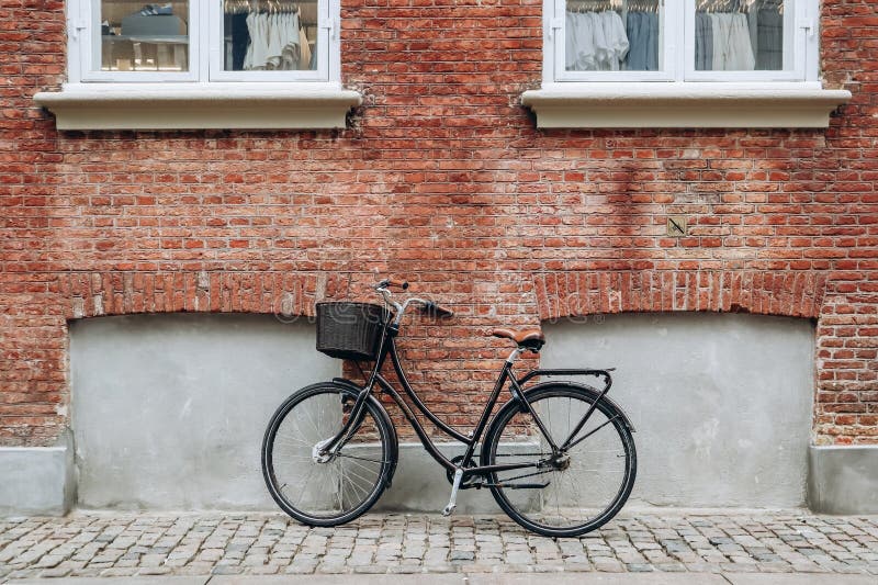 Bicycle Near a Brick Wall in the Center of Copenhagen Stock Photo ...