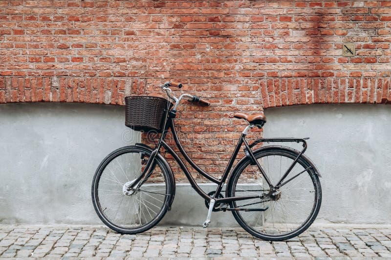 Bicycle Near a Brick Wall in the Center of Copenhagen Stock Photo ...