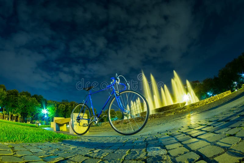 Night bicycle ride stock photo. Image of ride, bike, flashlight - 73673930