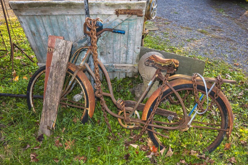 Bicycle, old, rusted stock photo. Image of weathered - 51687306