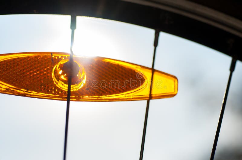 Bicycle Orange Light Reflector . Stock Image - Image of isolated ...