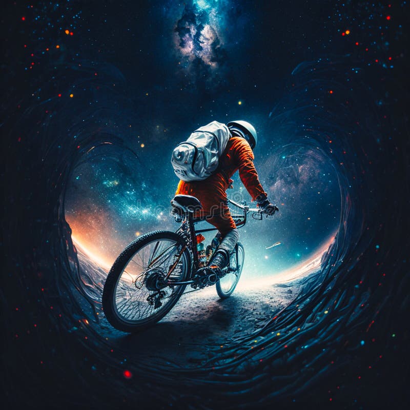 Bicycle in Outer Space Cinematic Color Grading Edi, Generative AI Stock Image - Image of cosmic ...