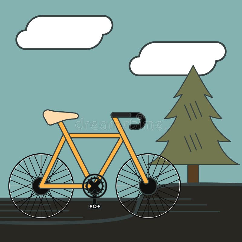 Bicycle Over a Natural Landscape Stock Vector - Illustration of graphic ...