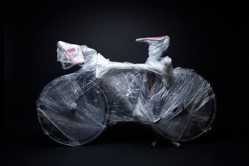 The Bicycle is Packed by Bubble Warp for Transportation Stock Photo ...