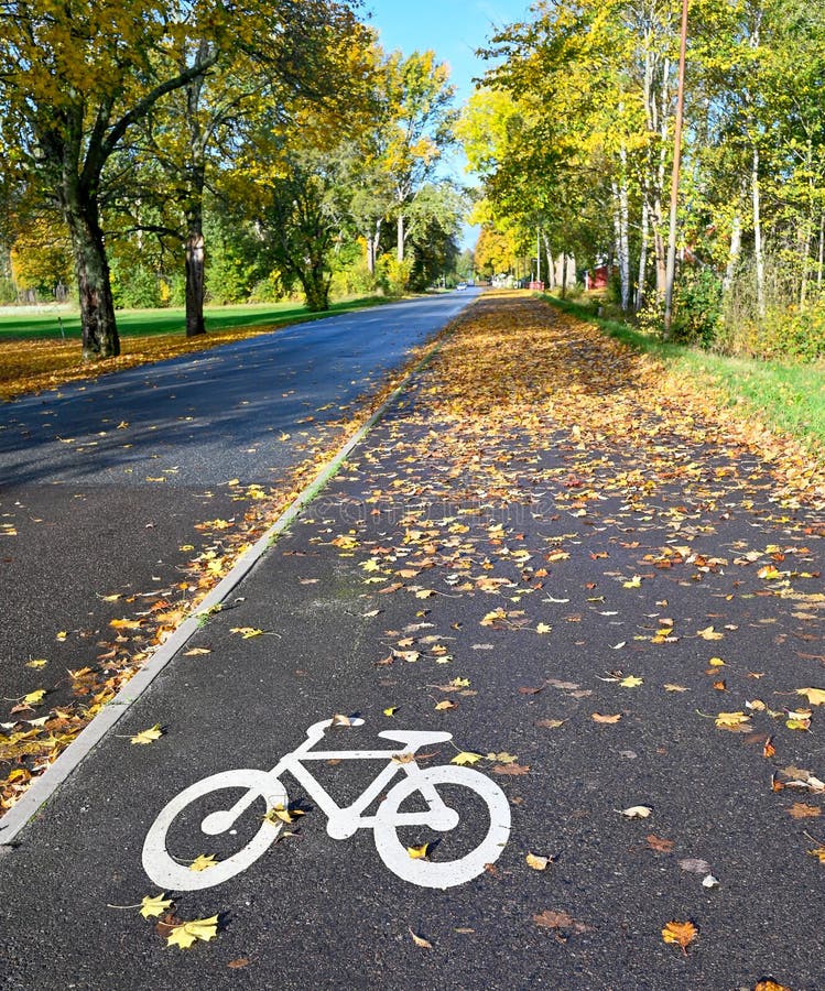 Bicycle Painted on Bicycle Path in Hallabrottet Kumla Sweden Stock ...