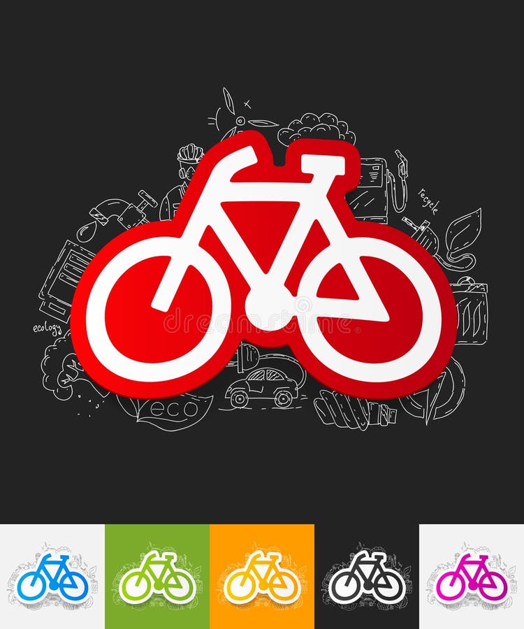 Bicycle Paper Sticker with Hand Drawn Elements Stock Vector ...