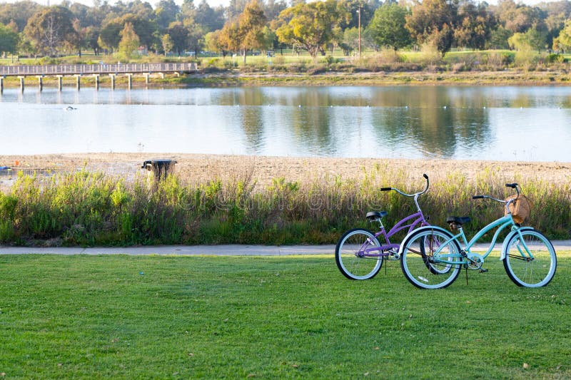 Bicycle in Park. Bicycle Outdoor at River Stock Photo - Image of ...