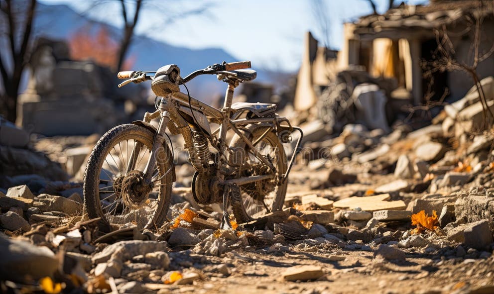 Bicycle Parked in Dirt stock photo. Image of environment - 310643046