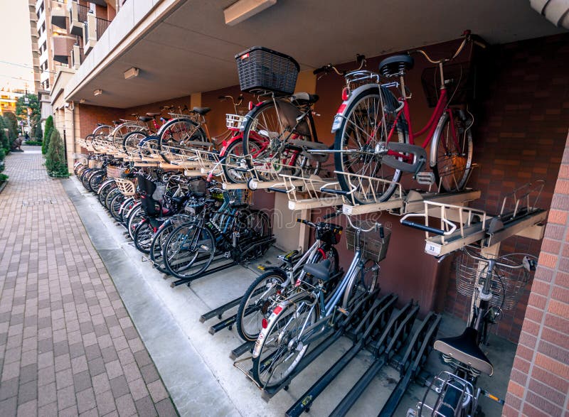 Bicycle Parking in Japan editorial stock photo. Image of public - 71281653