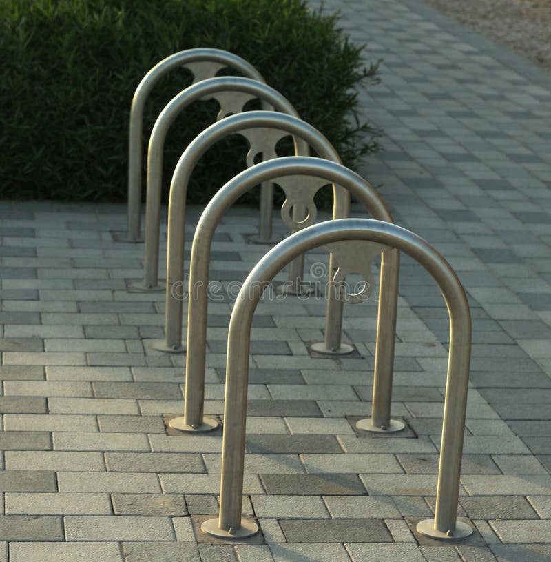 Empty Bicycle Parking Metal Rack Near the Road Stock Image - Image of ...