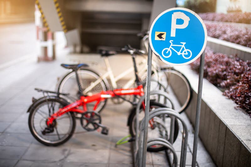 Bicycle parking sign stock image. Image of bicycle, board - 268496637