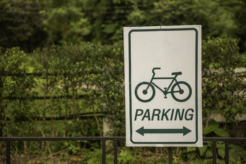Bicycle Parking Sign in the Park Stock Image - Image of message, biking ...